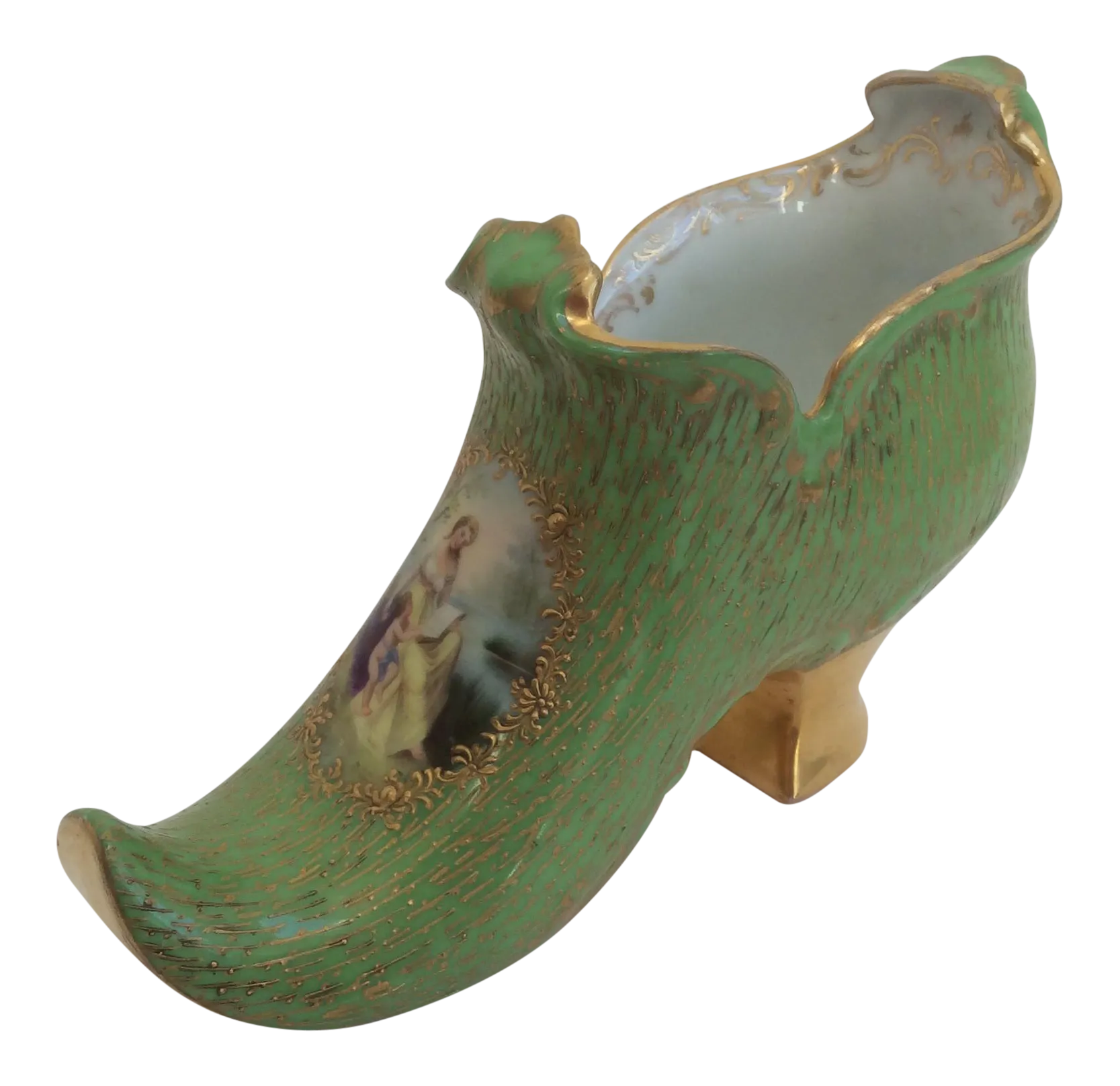 Large Antique German Porcelain Shoe | Chairish
