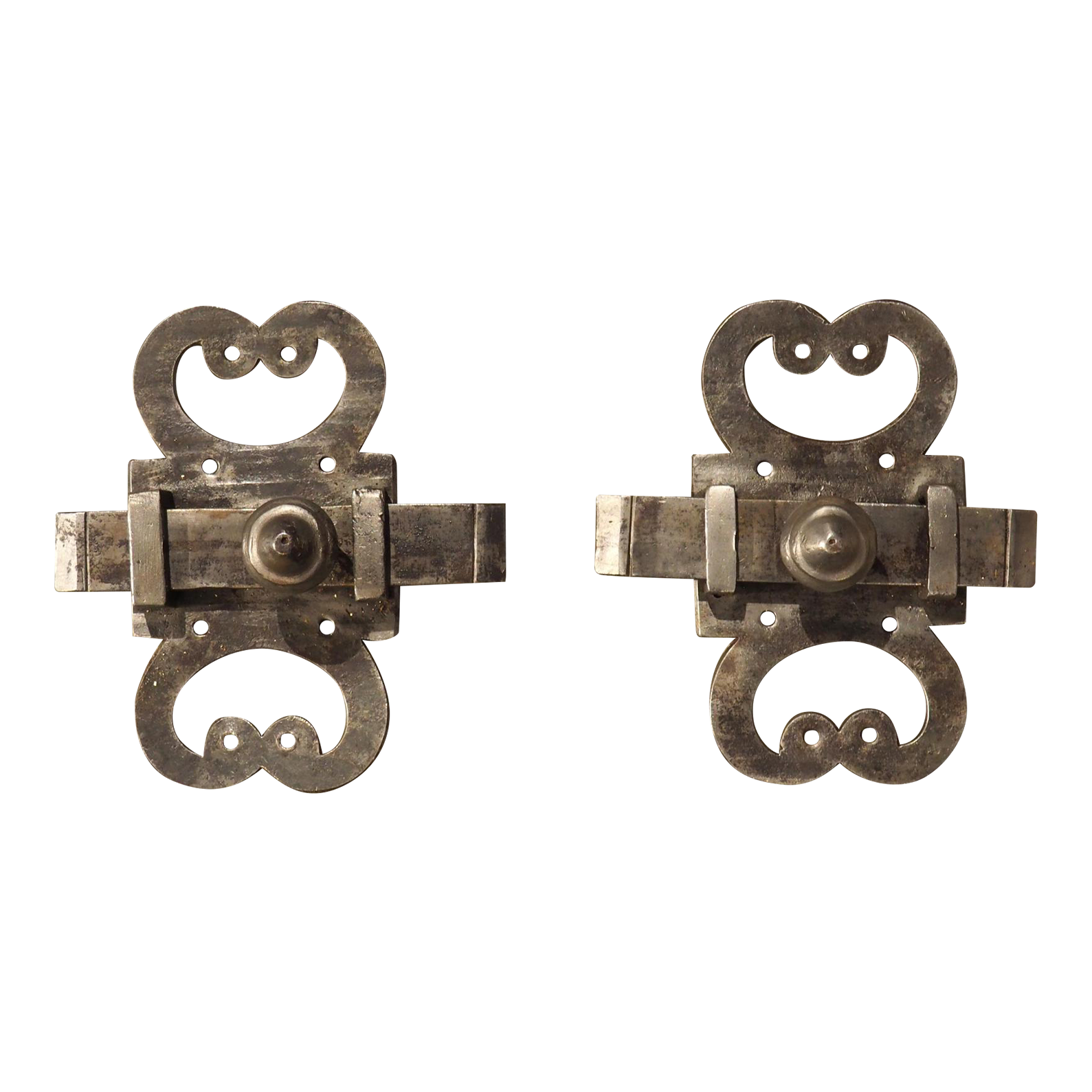 Pair of 19th Century French Cut Steel Slide Latches | Chairish