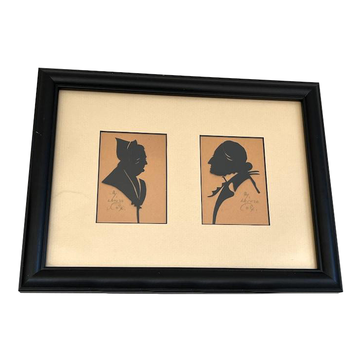 1950s Vintage Double Silhouette, Hand Cut and Signed | Chairish