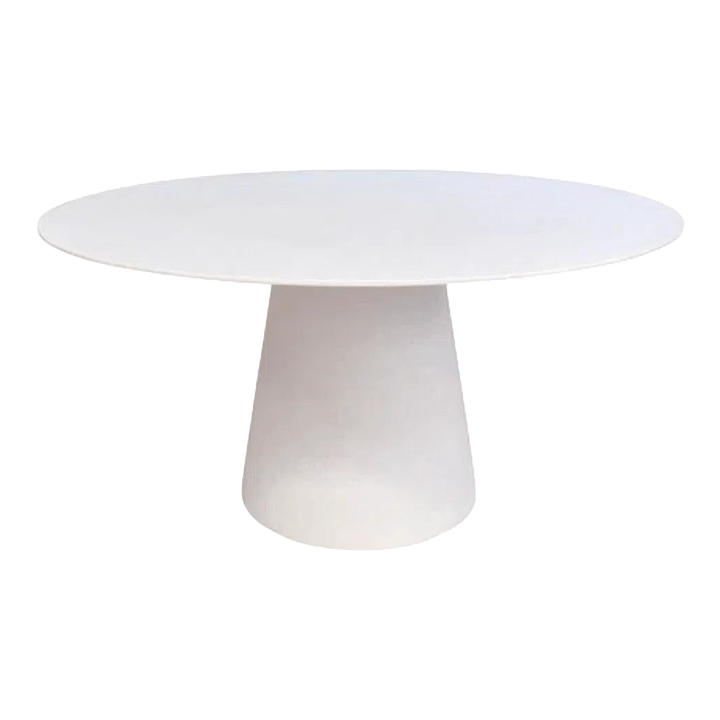 Indoor/Outdoor White Resin Concrete Round Dining Table | Chairish