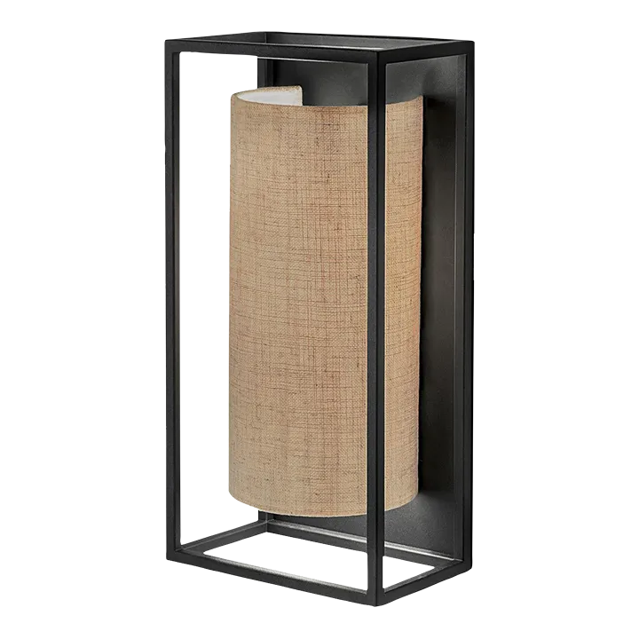 Textured Black Frame With Semi Cylinder Shade Wall Light | Chairish