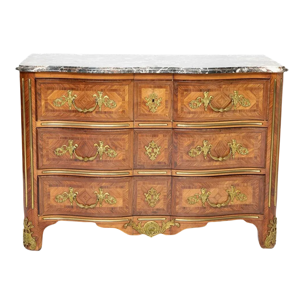 19th C. Louis XIV Style Parisian Made Marble Top Commode. C. 1870 ...