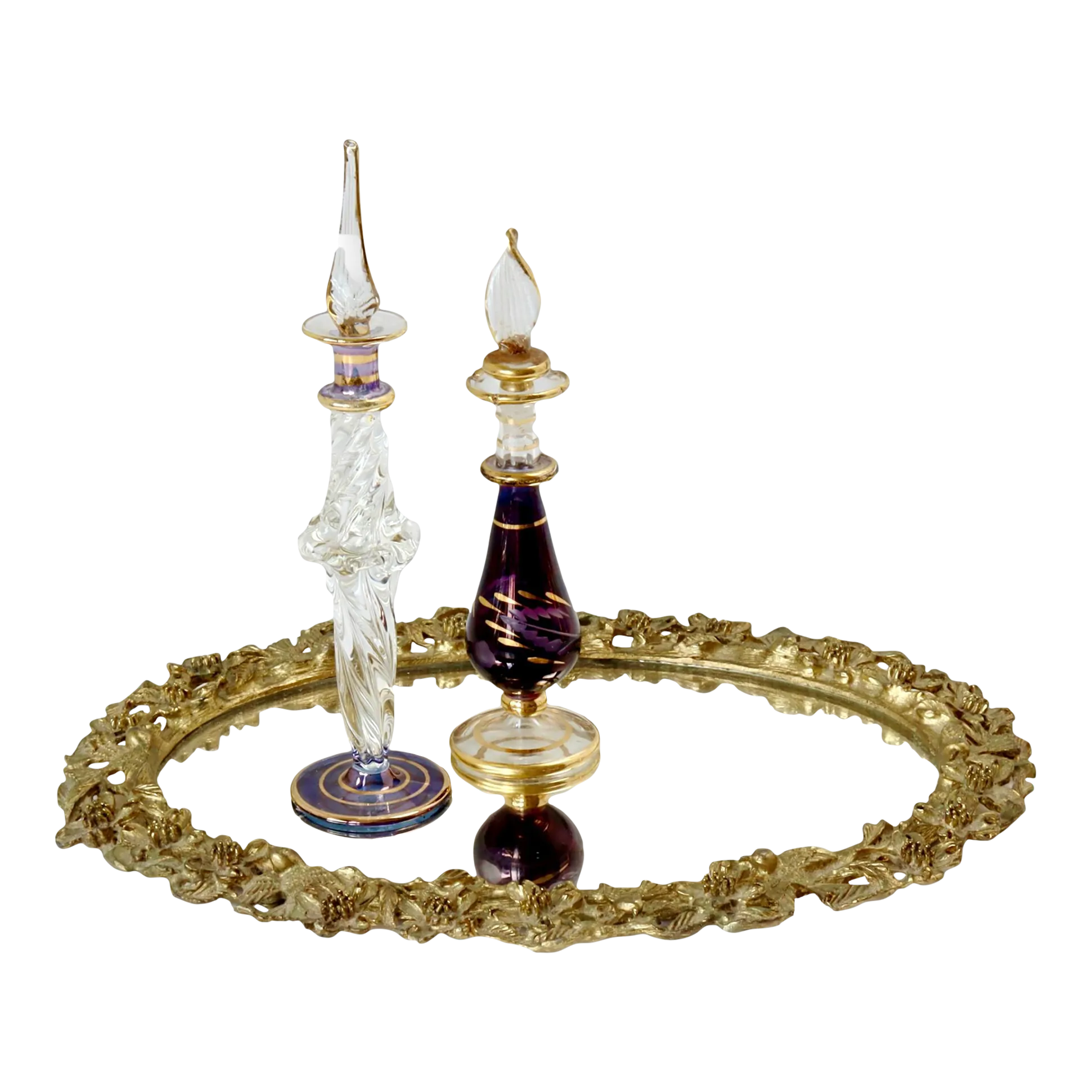 Vanity Perfume Tray W/Scent Bottles, 3 Pcs | Chairish