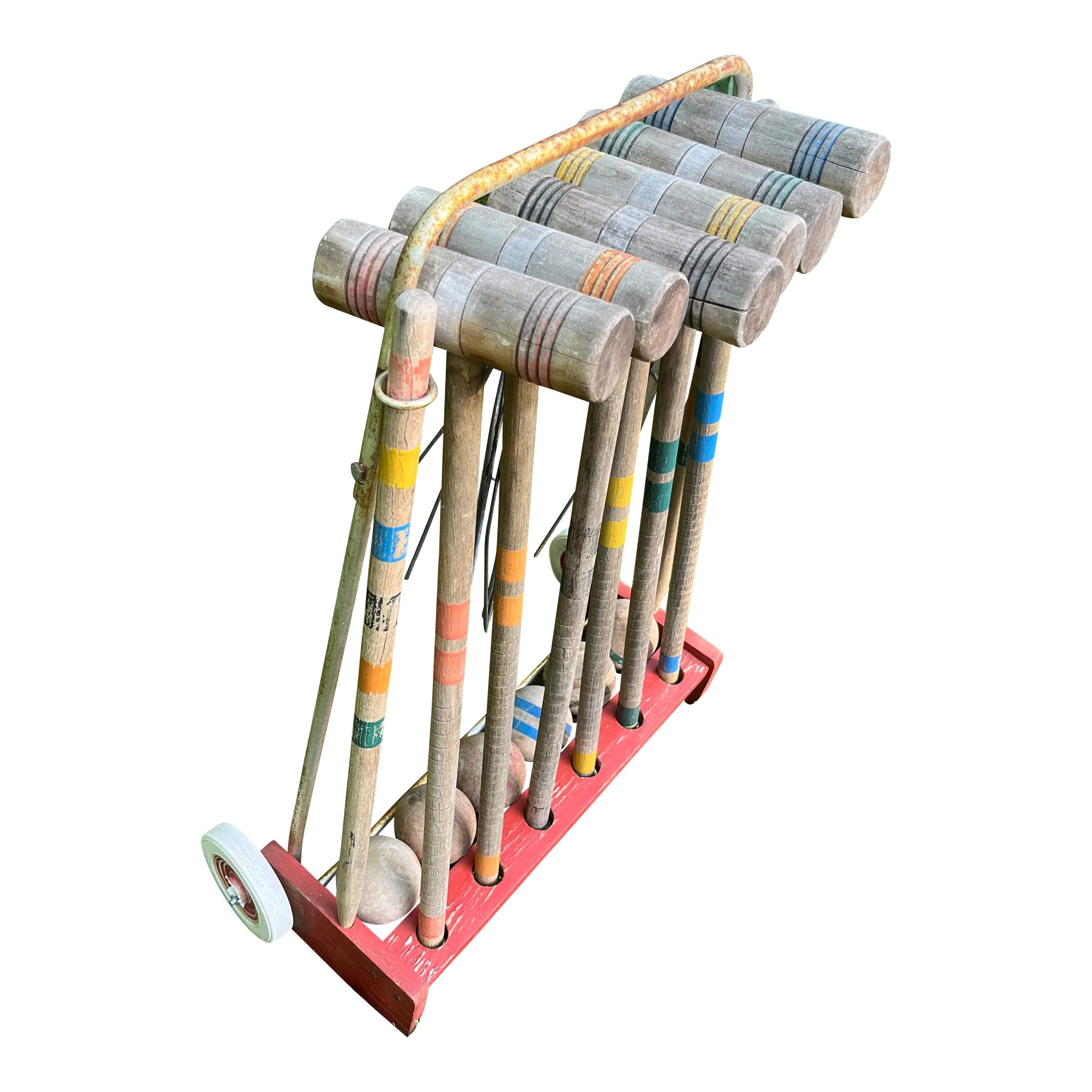 Vintage Croquet Set With Rack- 24 Pieces | Chairish