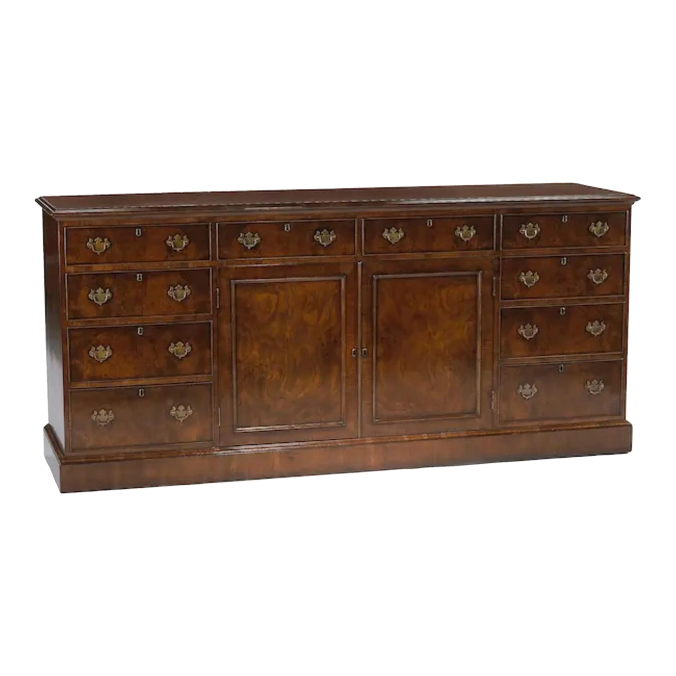 Burton-Ching George III Style Burl Walnut Credenza Sideboard Cabinet ...