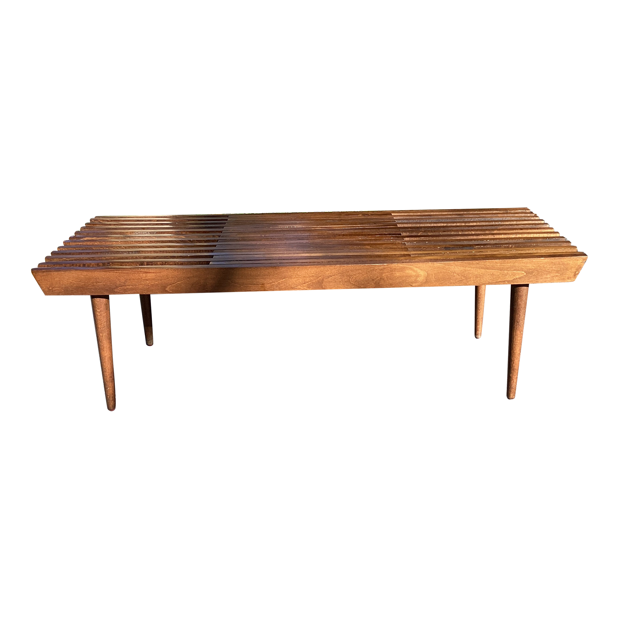 1960s Mid Century Modern Walnut Expanding Slat Bench or Coffee Table ...