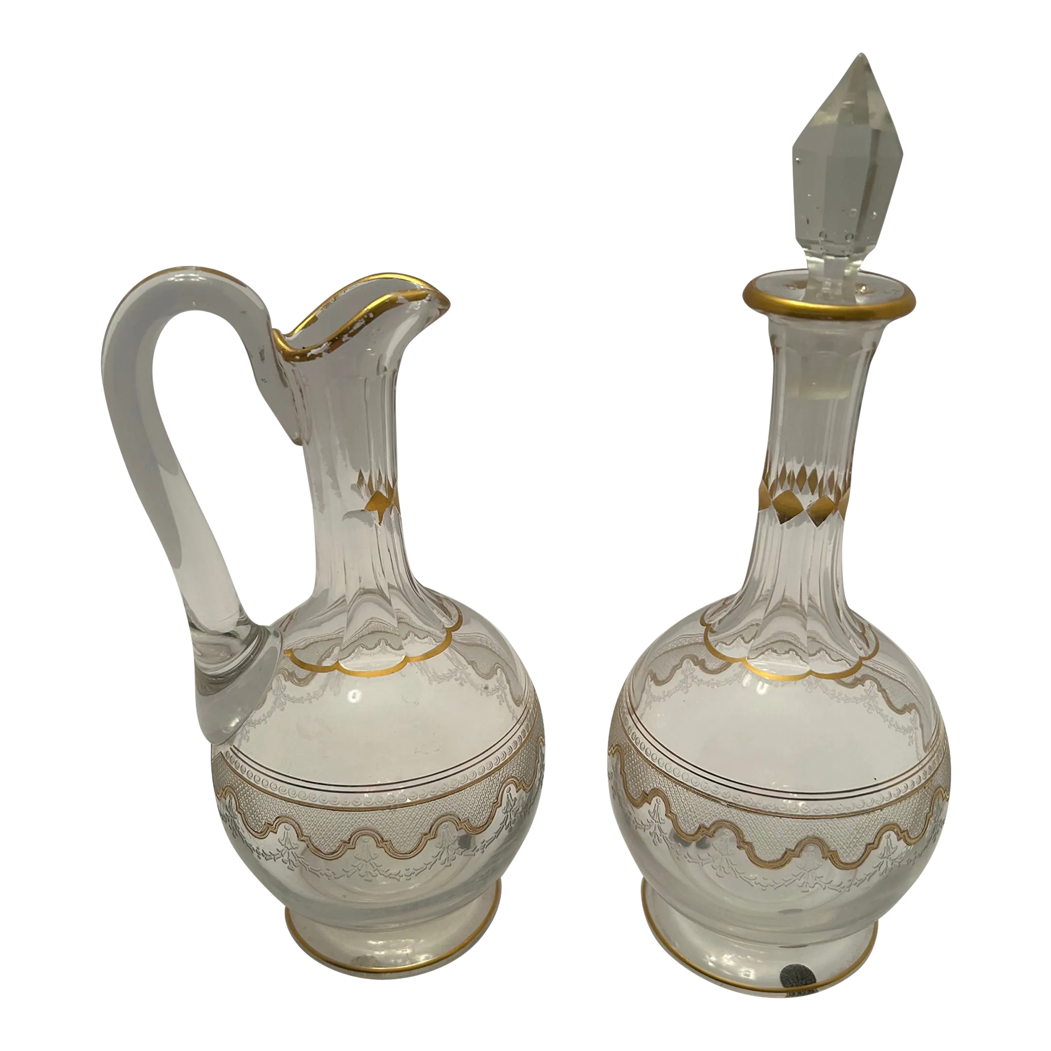Late 19th Century Vintage Mossier Style Venetian Cruets- Set of 2 ...