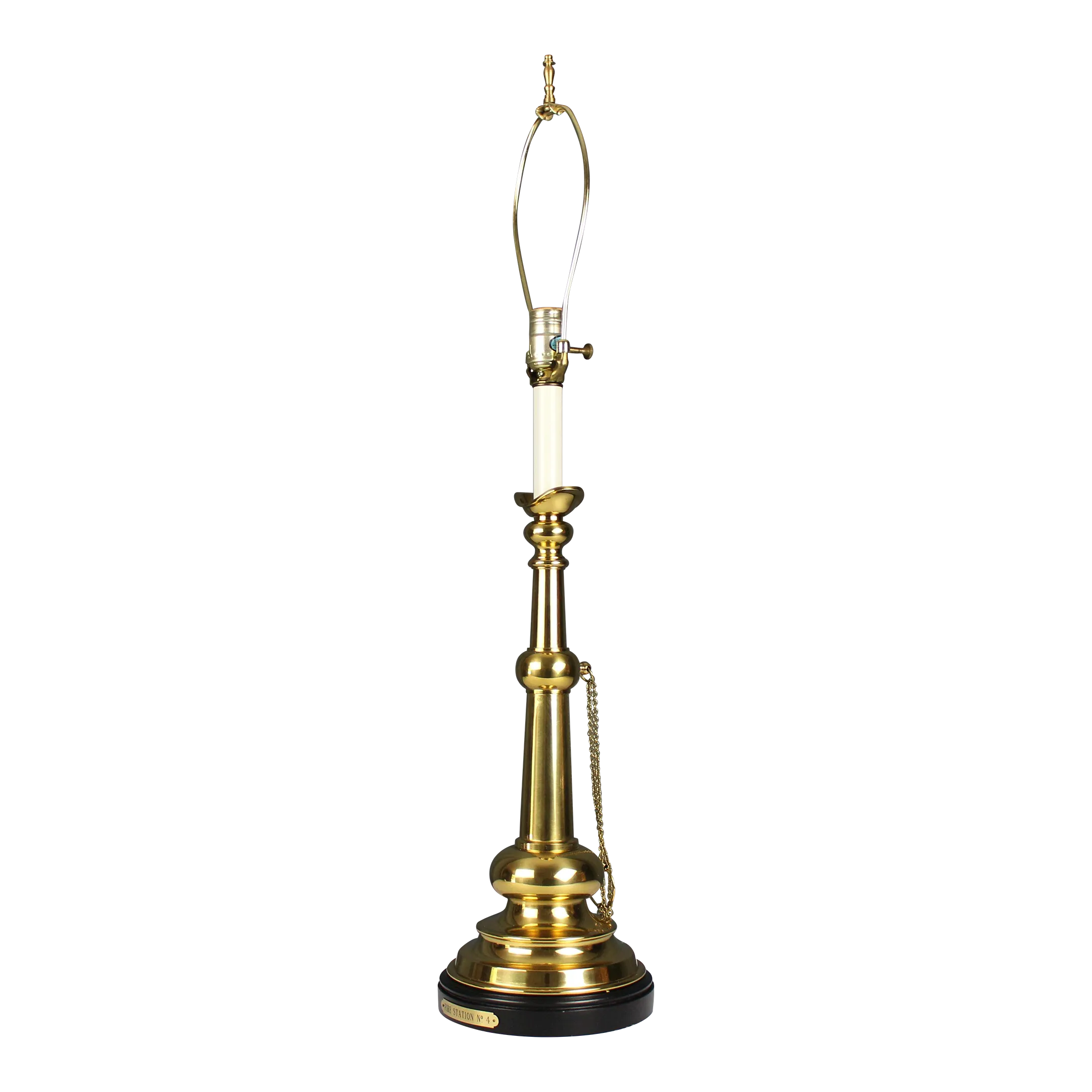 1990s Brass Fire Hose Nozzle Table Lamp "Fire Station No. 4" Plaque ...