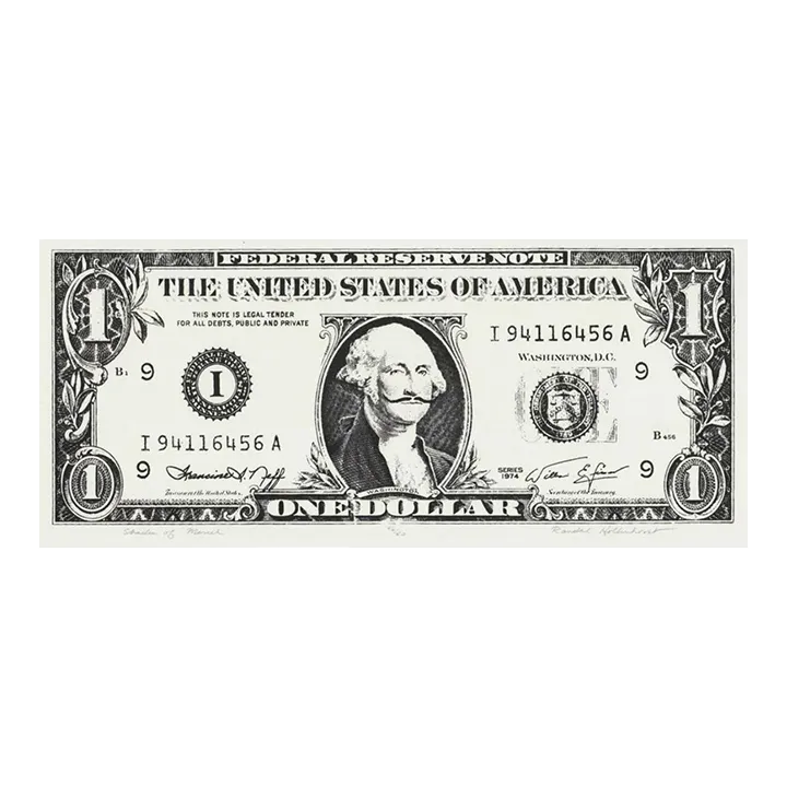 1970s Randal Hollenhurst Pop Art Dollar Bill Serigraph | Chairish