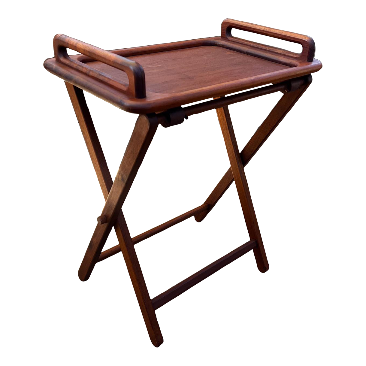 1960s Modern Teakwood Folding Tray Table Portable Service | Chairish