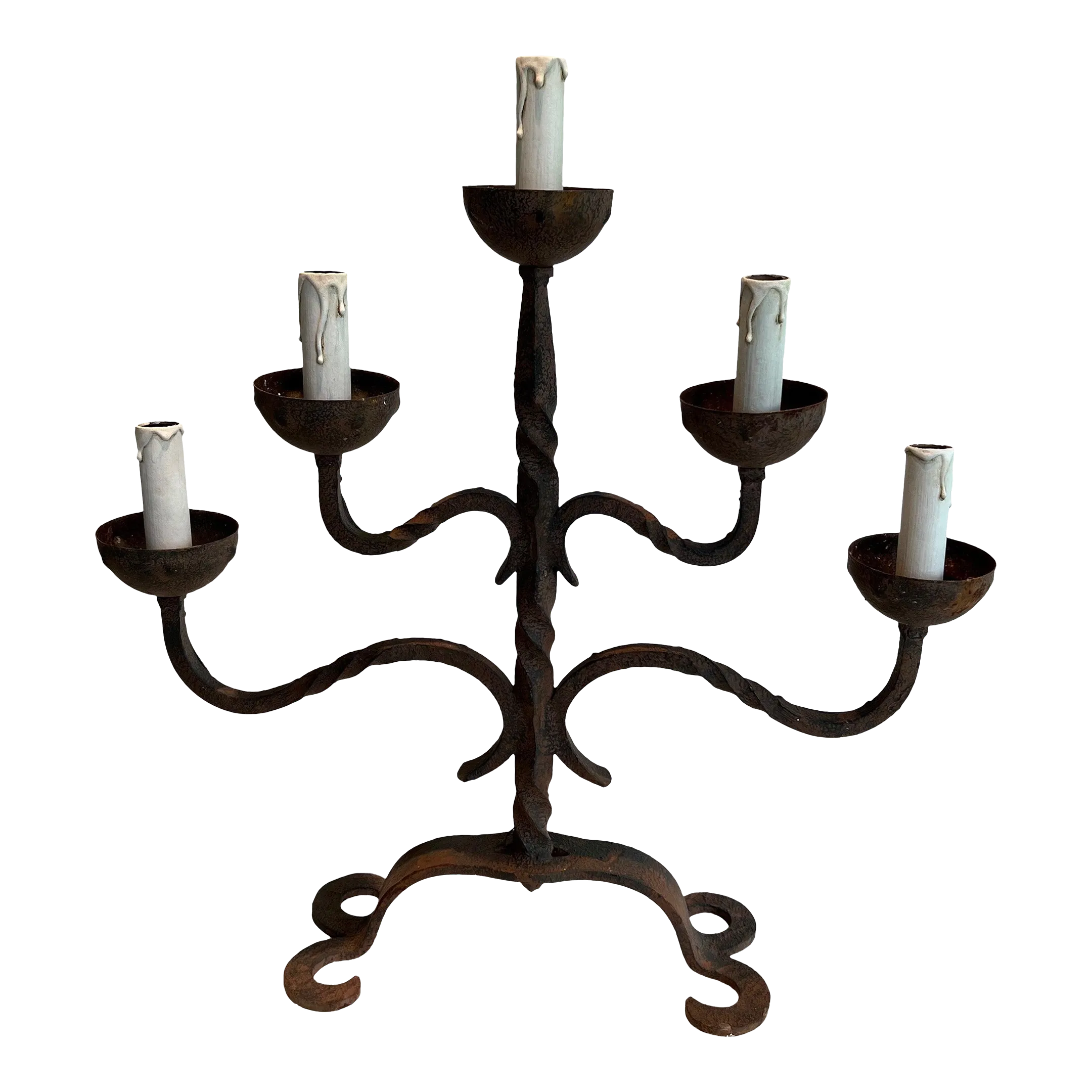 1950s Wrought Iron Candlestick With 5 Lights | Chairish