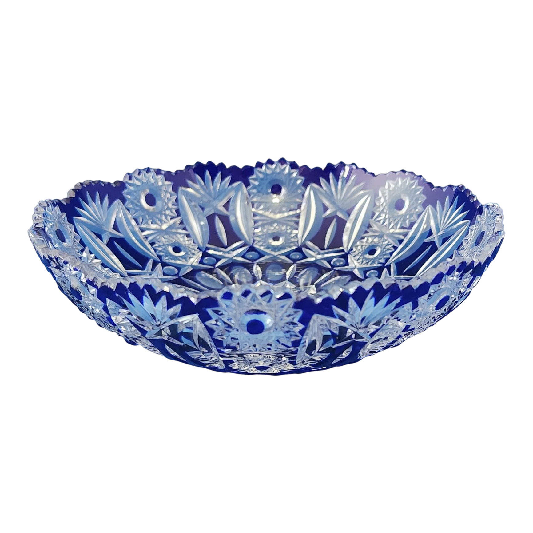 Very Fine Hungarian Cobalt Blue & Clear Cut Crystal Glass Bowl by ...