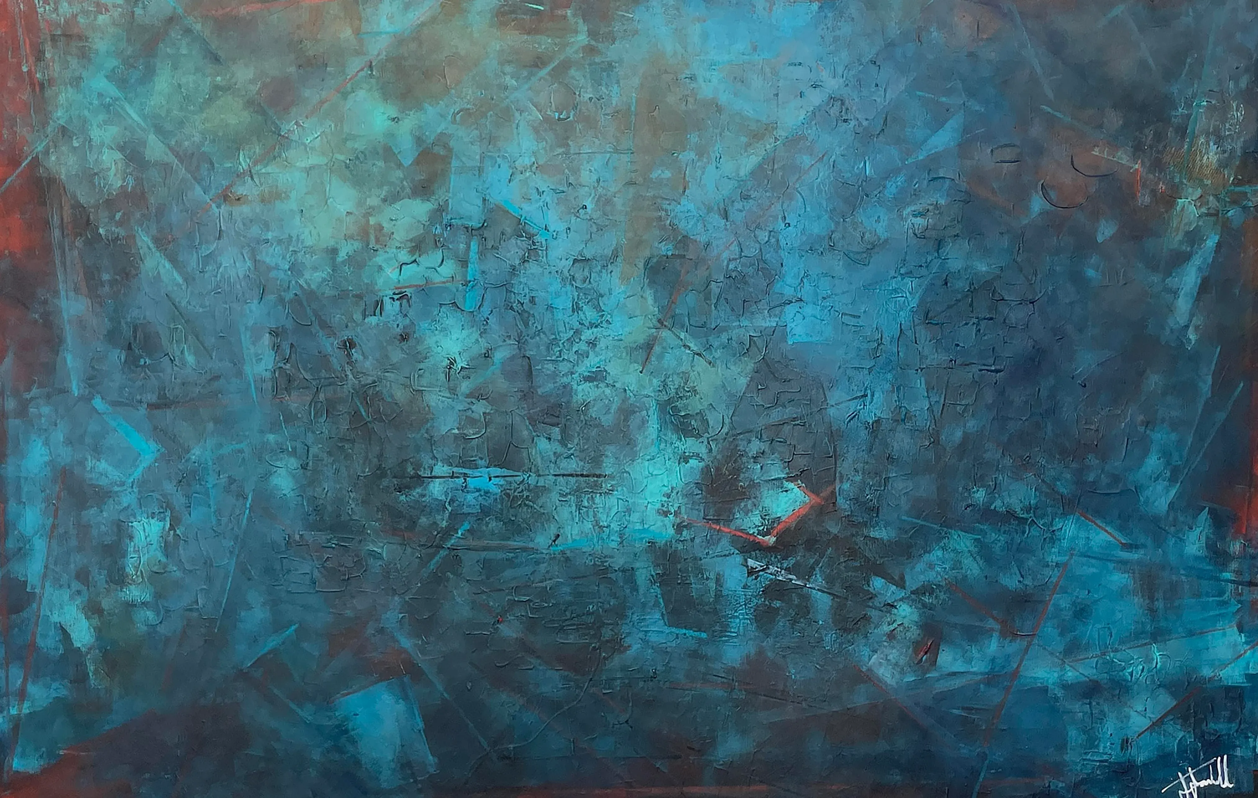 "Blue Endeavor" Original Abstract Painting by Jakki Jandrell | Chairish