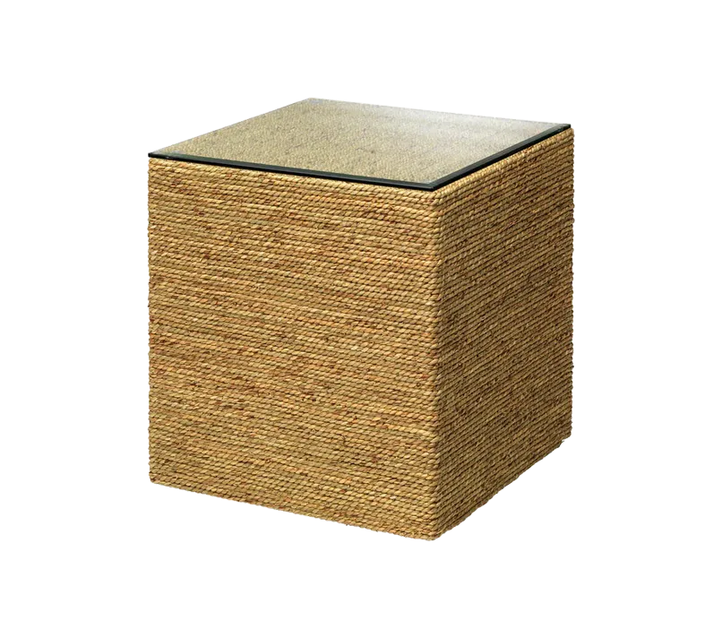 Captain Seagrass Square Side Table | Chairish
