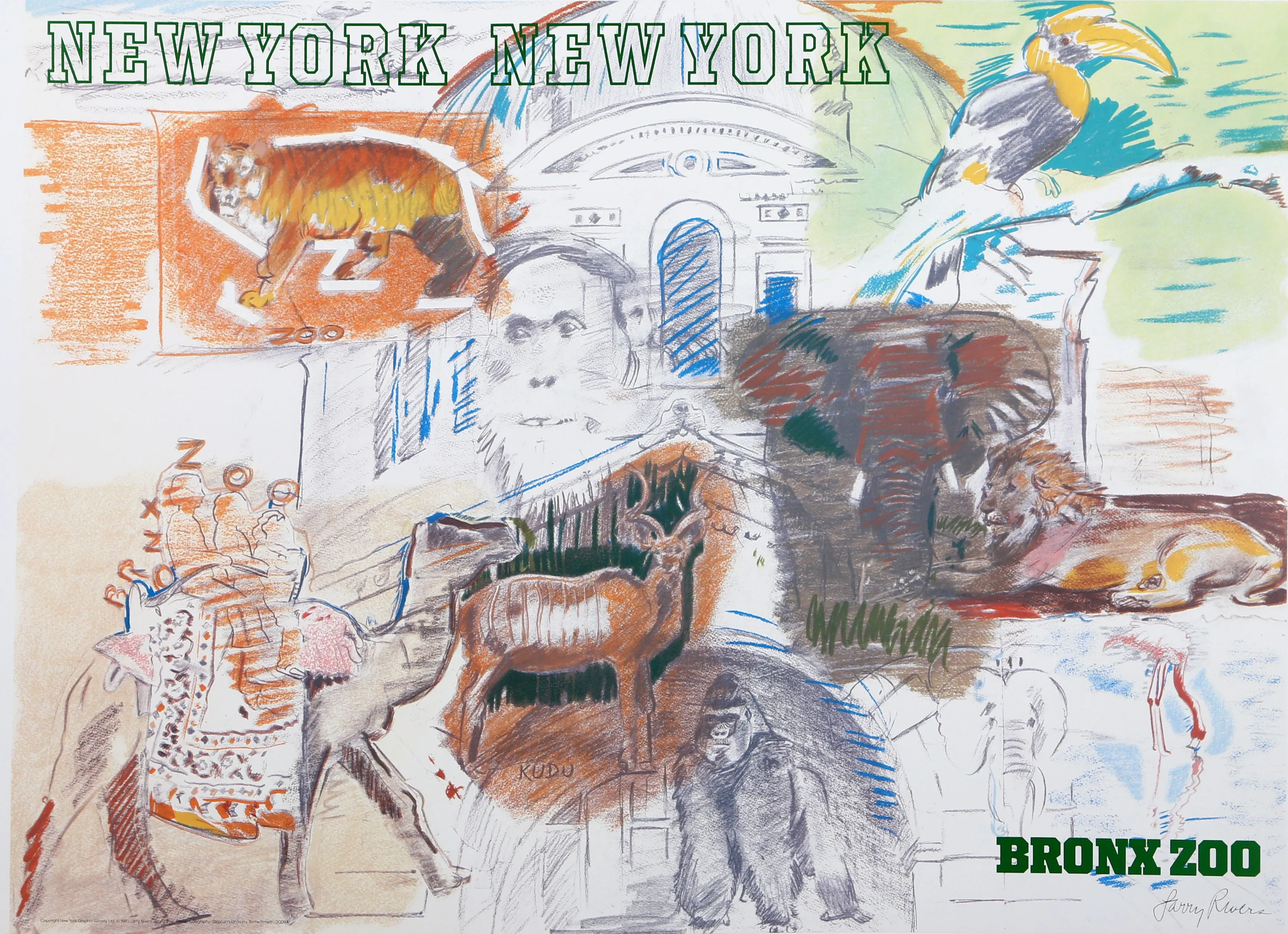 Larry Rivers - New York City Bronx Zoo Poster | Chairish