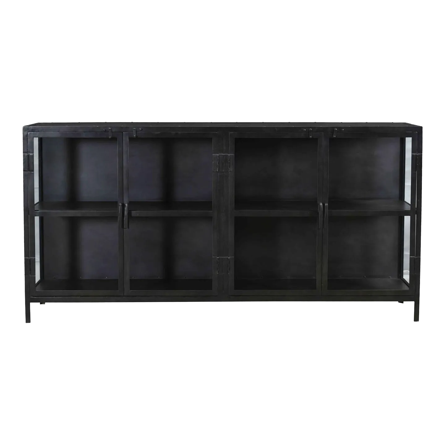 Modern Gunmetal & Glass Sideboard | Chairish
