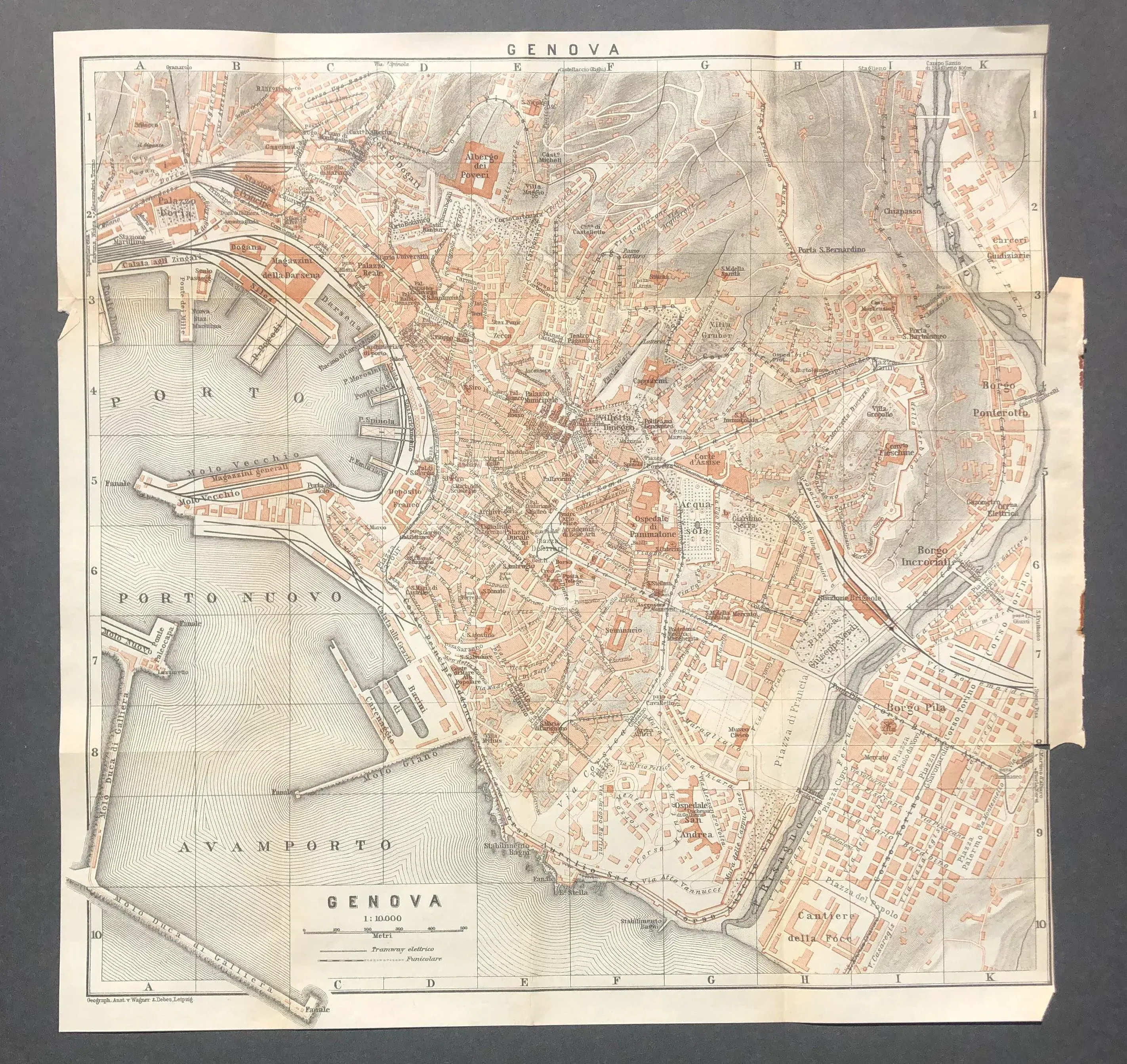 Geography Of Genoa Italy Antique 1937 Genoa, Italy Map From Muirhead's