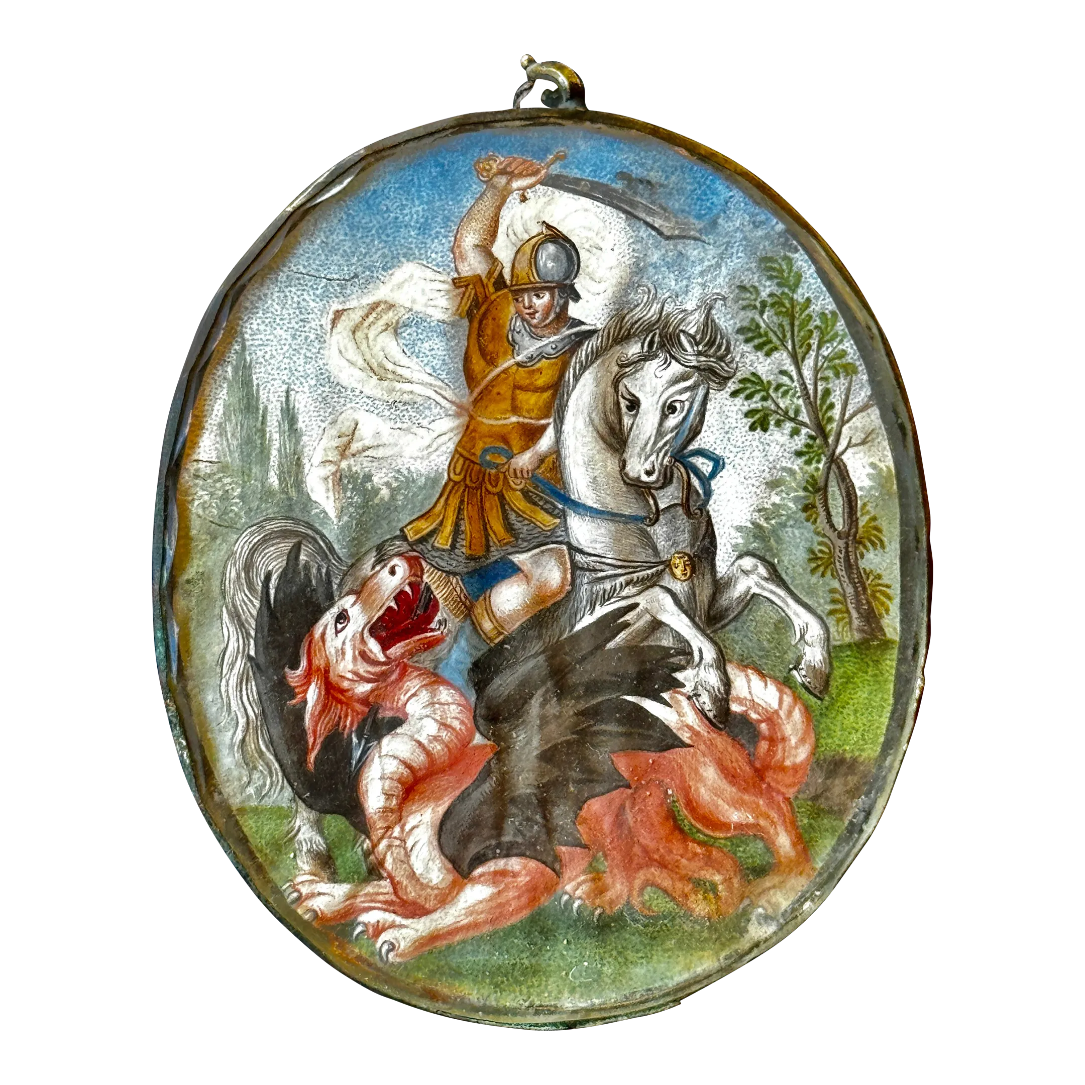 18th - 19th Century Portrait Miniature St George and the Dragon Gold ...