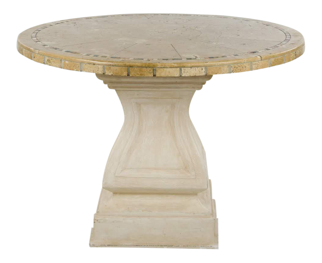 1990s Neoclassical Stone and Tile Composite Pedestal Center Table ...