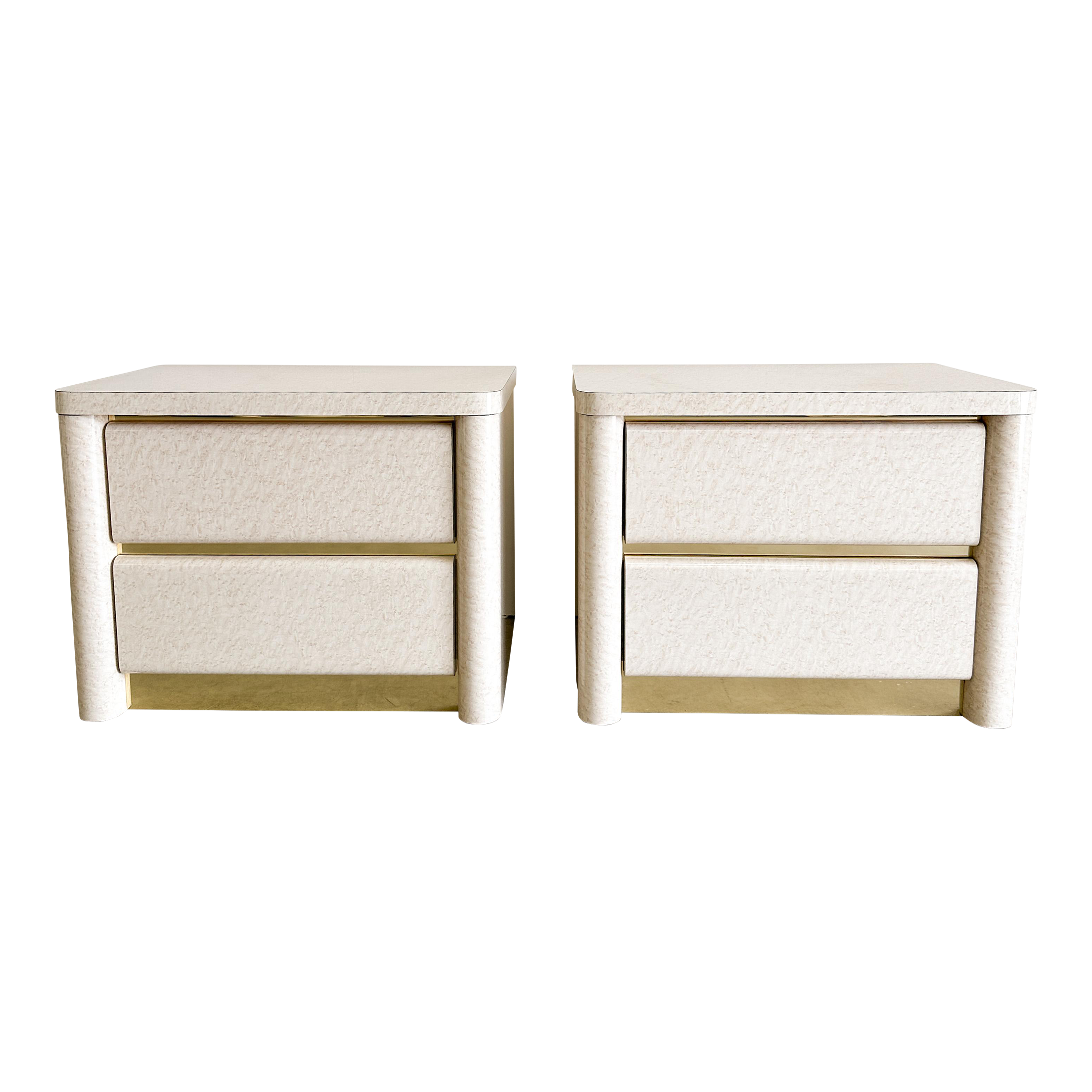 1980s Vintage Laminate Printed Lacquer Postmodern Nightstands - Set of ...