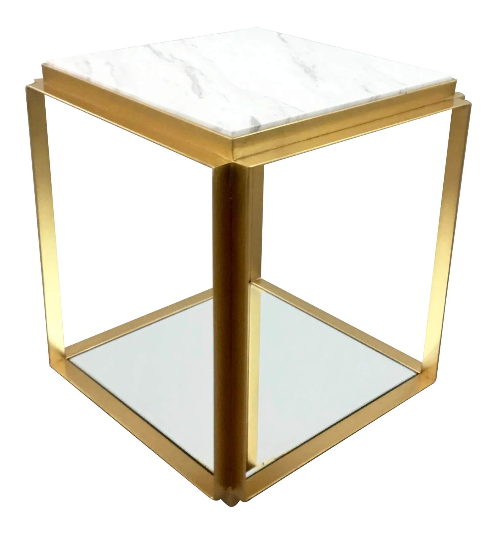 Bungalow 5 Modern Brass Finished and Carrara Marble Abbott Side Table ...