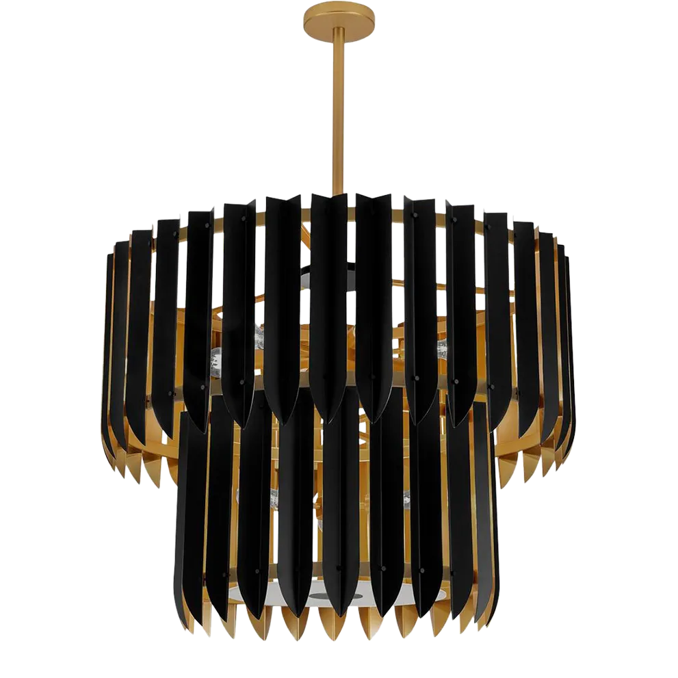Satin Black With Gold and Opal Acrylic Diffuser Chevron Ceiling Light ...