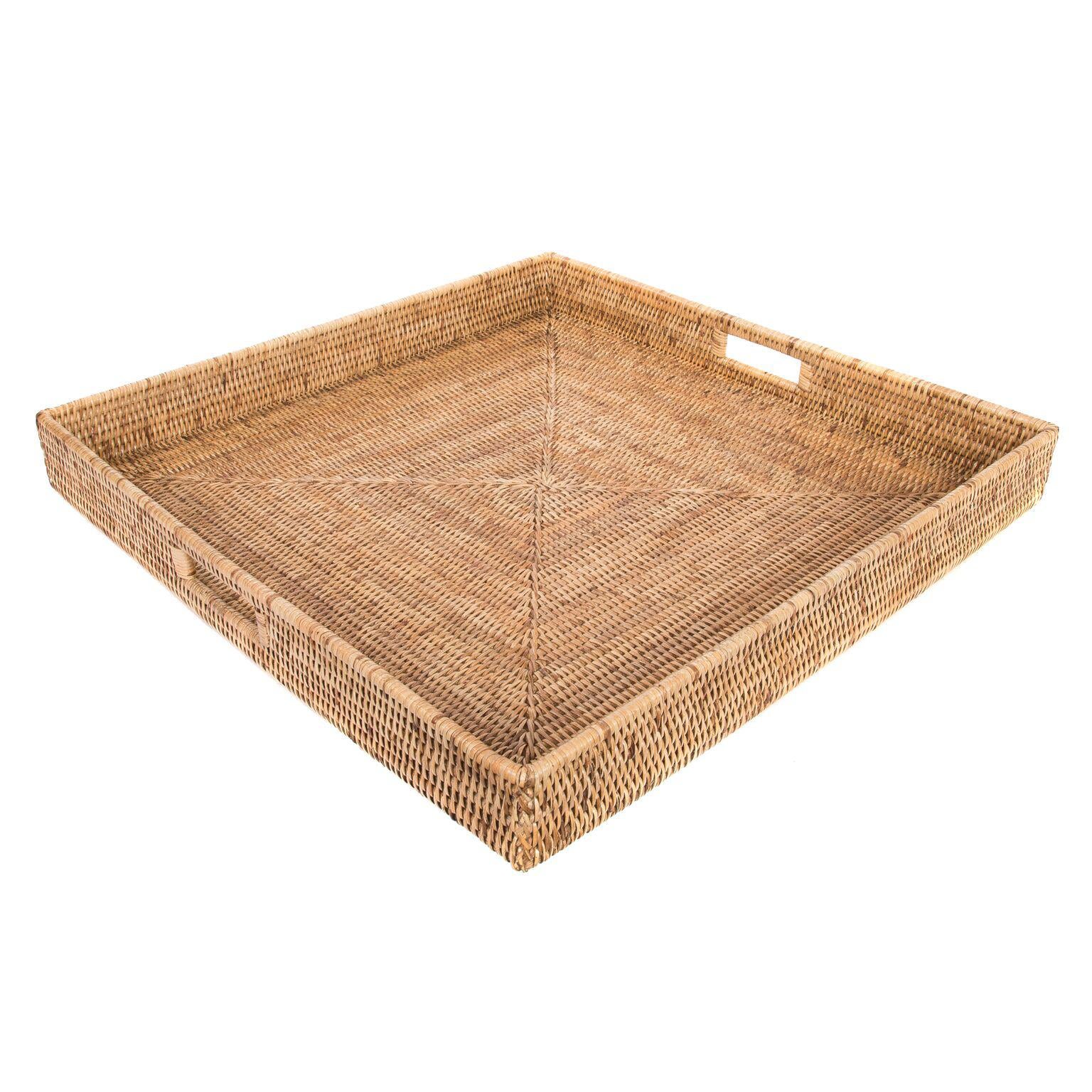 Artifacts Rattan Square Tray | Chairish