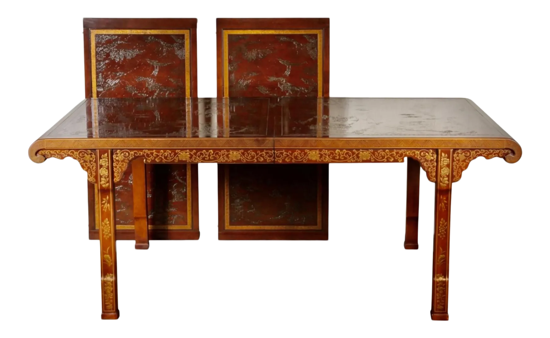 Vintage Drexel Heritage Chinoiserie Cherry and Leather Inlay Extension ...