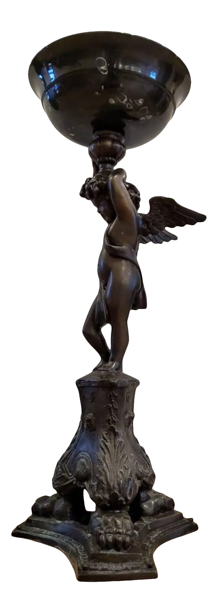 Antique Italian Neoclassical Bronze Winged Putti Sculpture With Marble ...