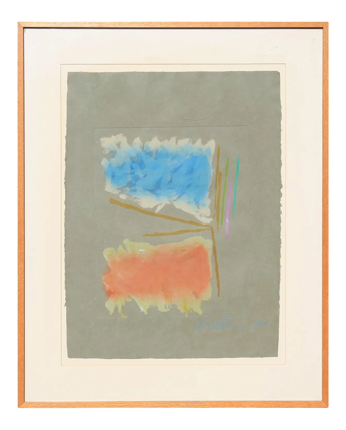 Dan Christensen "Untitled" Blue and Orange Color Field Abstract ...