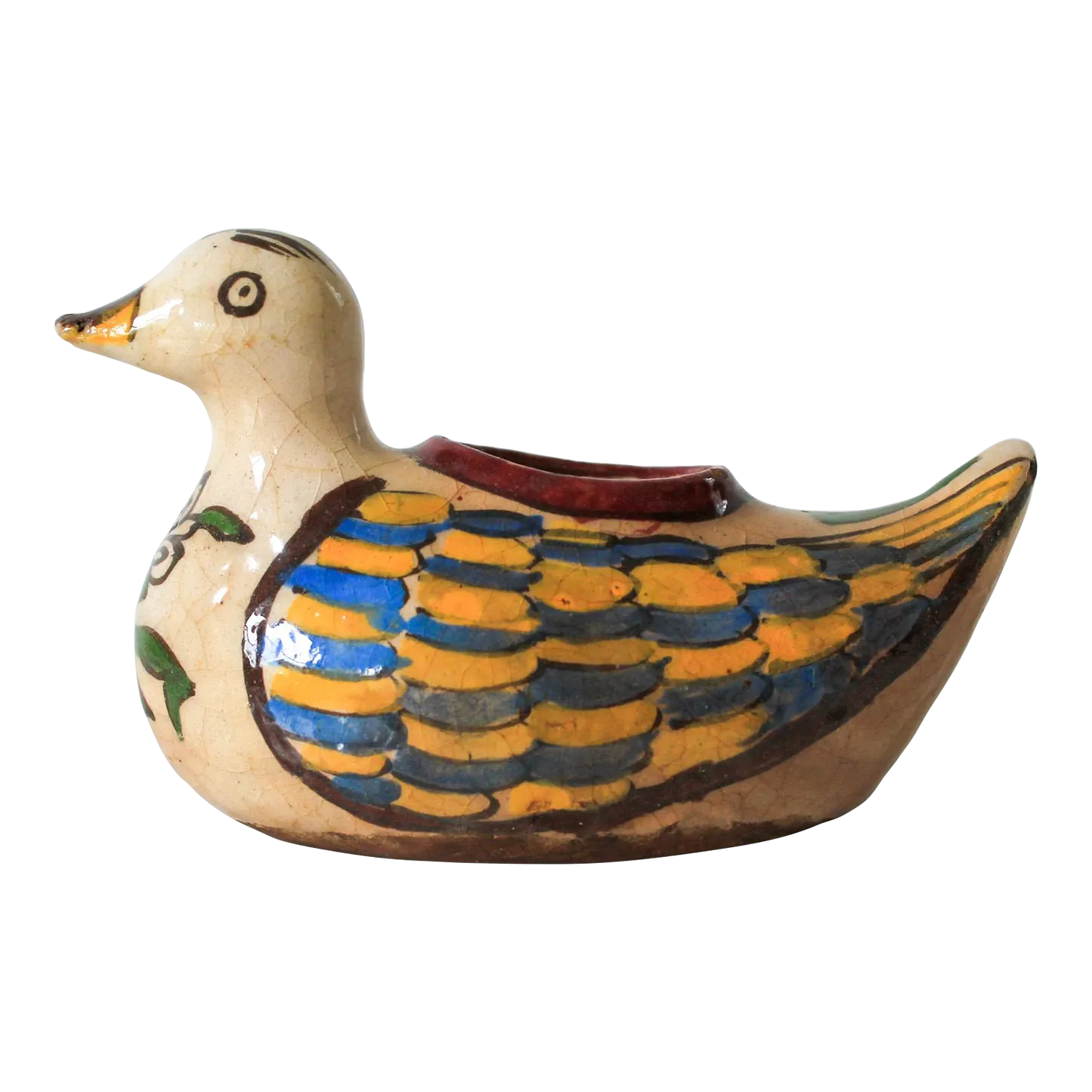Vintage Handmade Pottery Bird Vessel Sculpture | Chairish