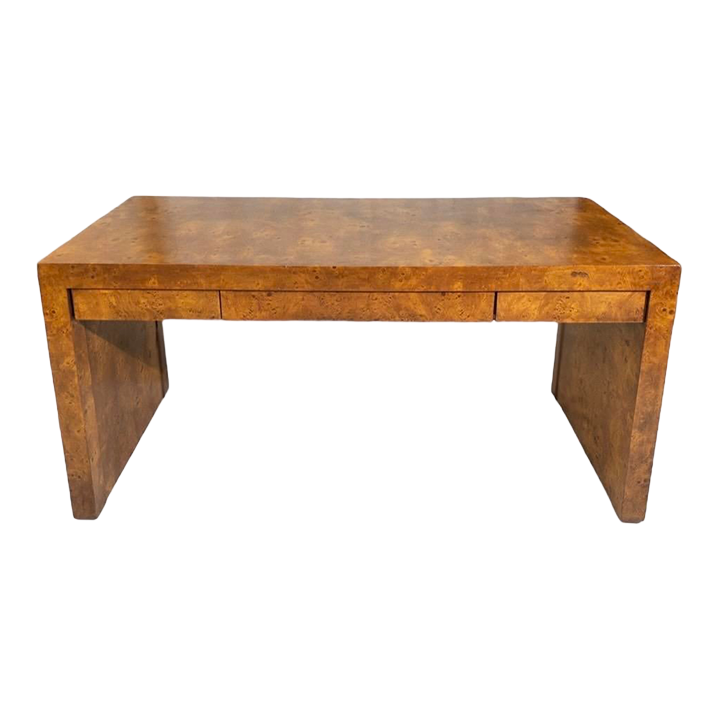 Mid-Century Vintage Parson Style Burlwood Desk | Chairish