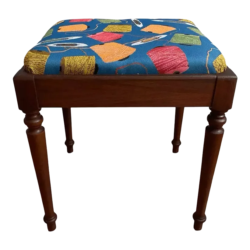 Mid 20th Century Vintage Singer Sewing Machine Stool Upholstered Seat ...
