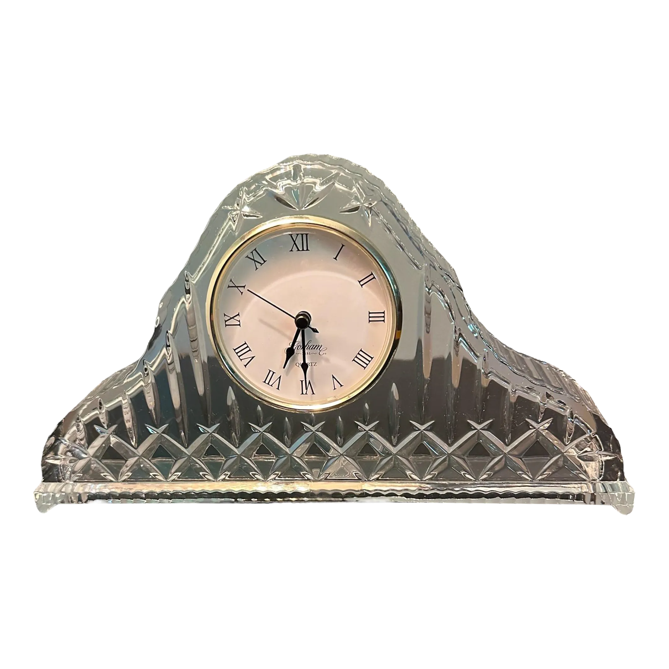 Late 20th Century Lady Anne Gorham Crystal Mantle Clock | Chairish