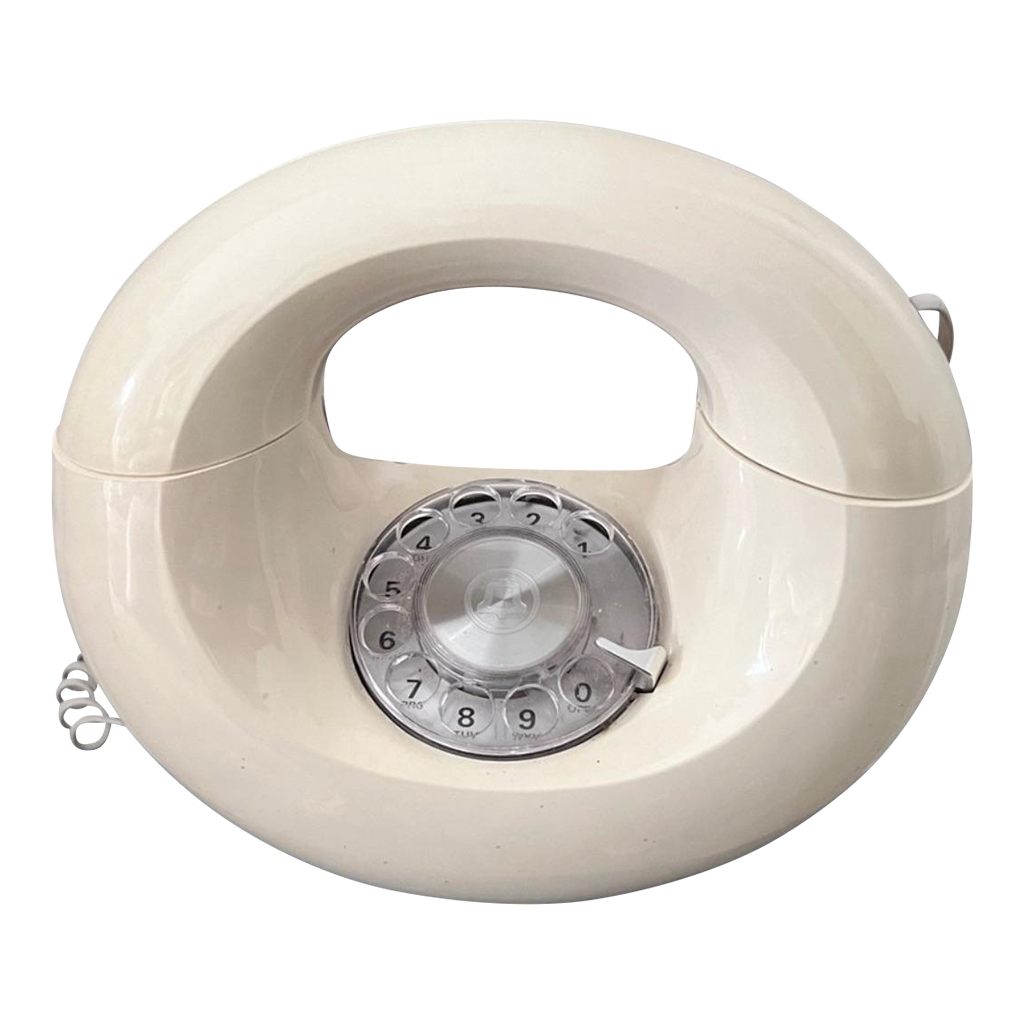 Vintage 1970s White Donut Dial Phone | Chairish