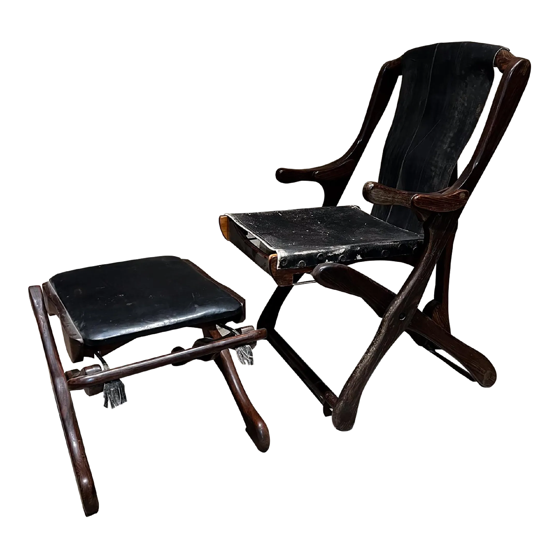 1950s Don Shoemaker Scissor Sling Armchair & Stool Mexico | Chairish