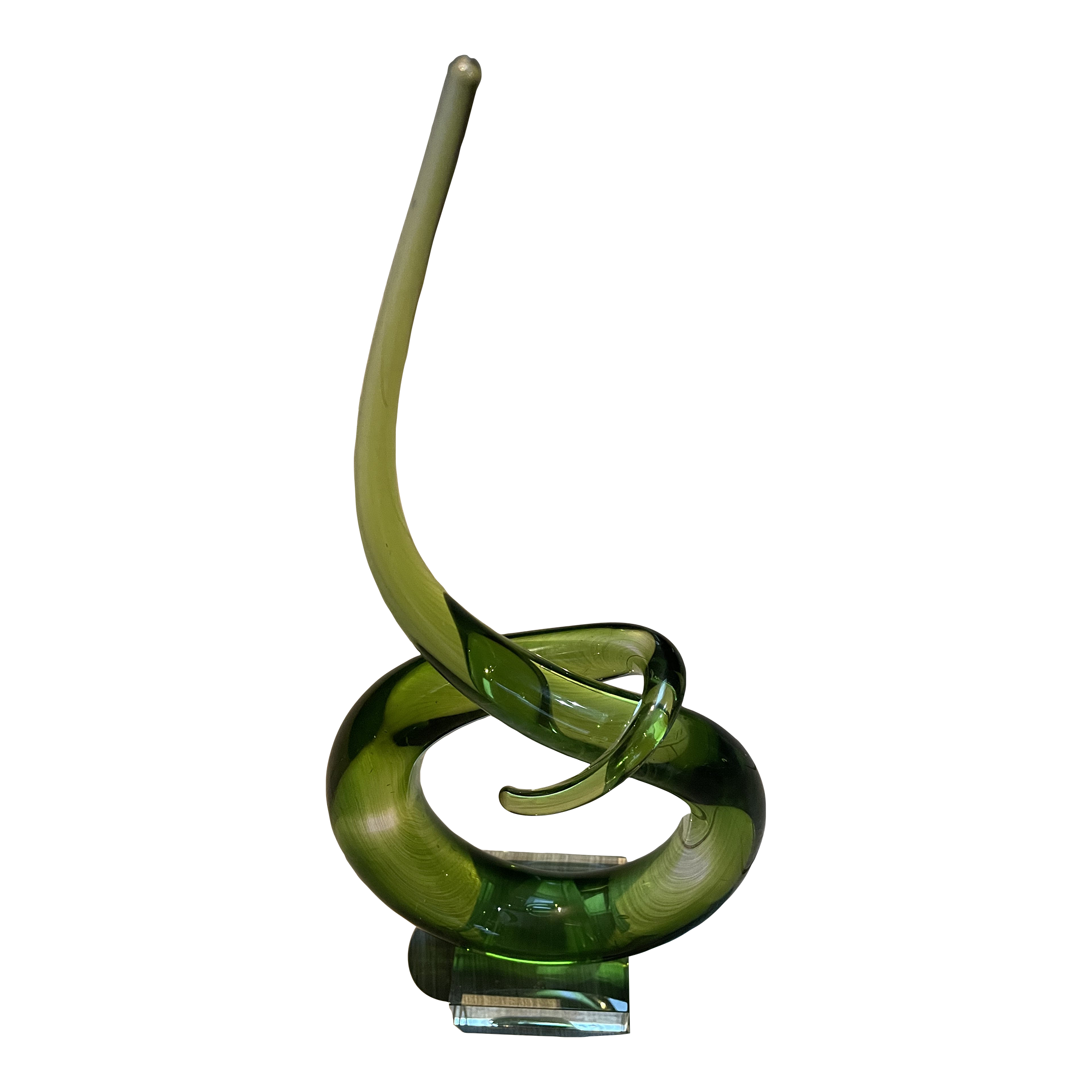 Mid Century Glass Art Sculpture Green Knot Chairish