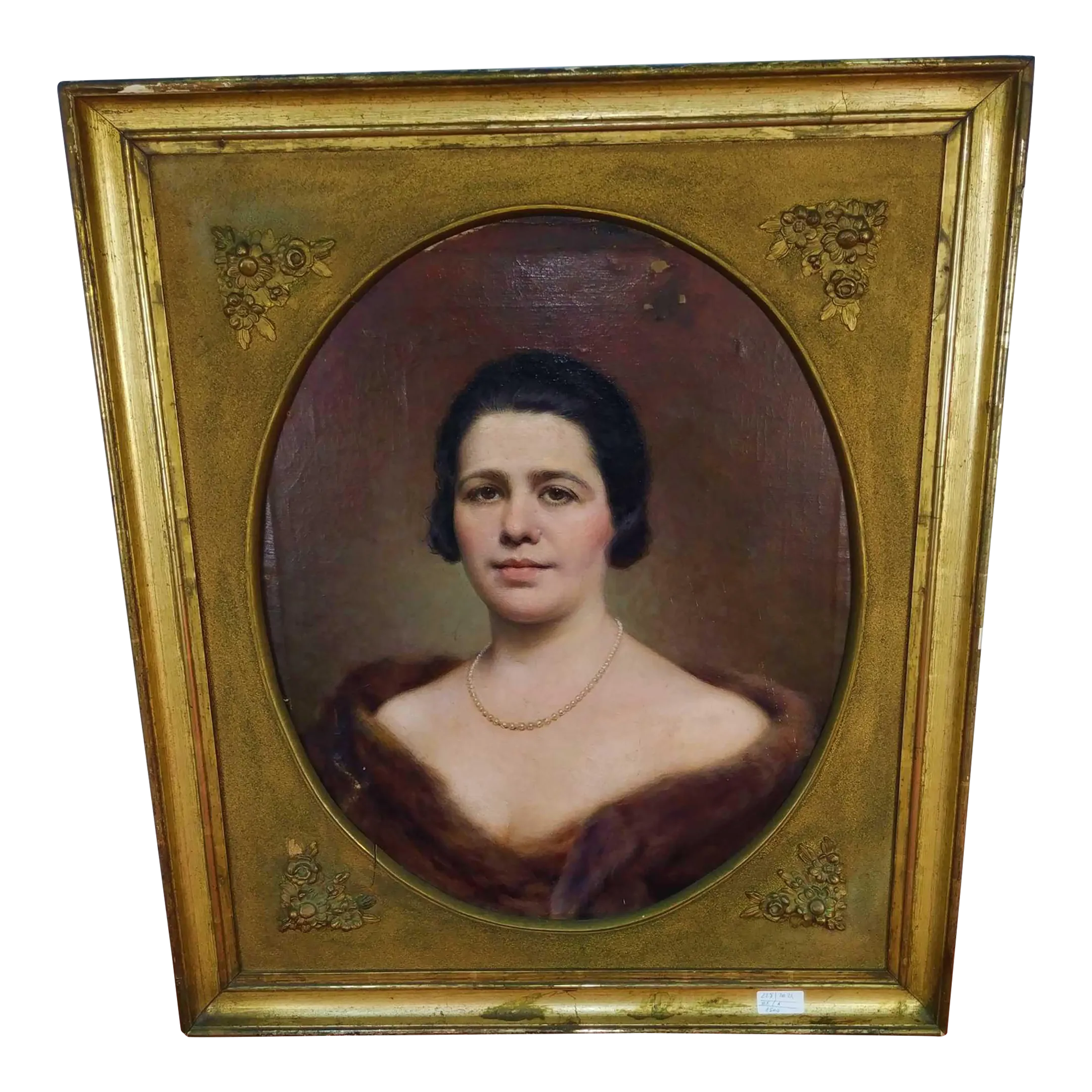 Large Early 20th Century European Portrait Oil Painting of a Lady With ...