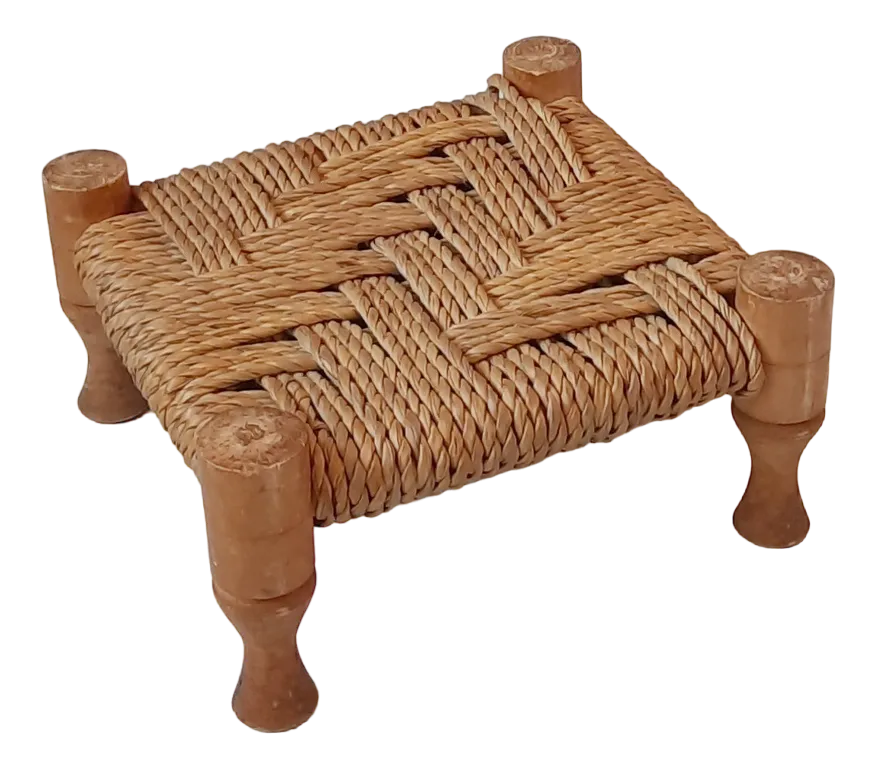 Wood and Rope Footstool, 1960s | Chairish