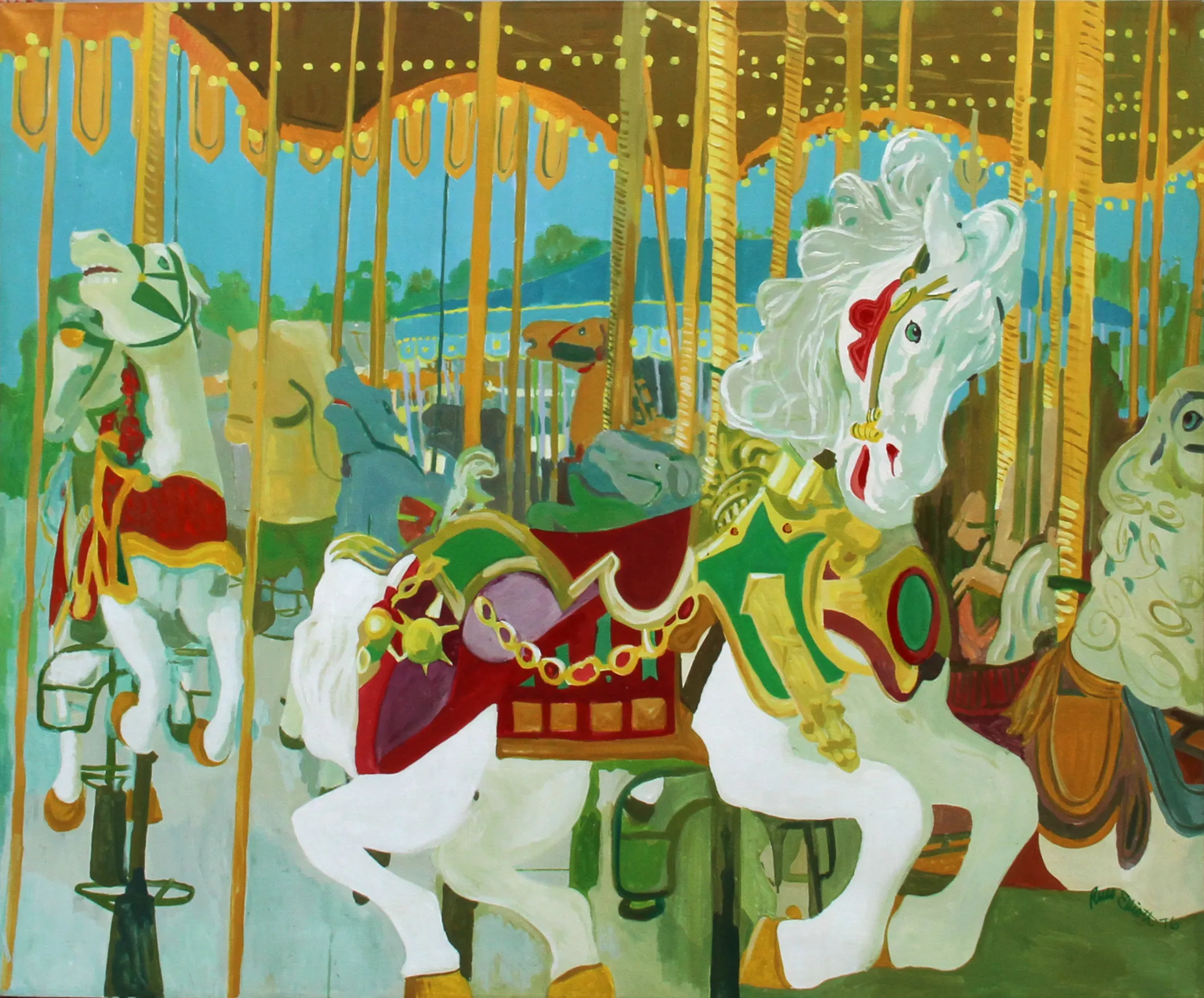Russ Elliott "Carousel," Painting | Chairish