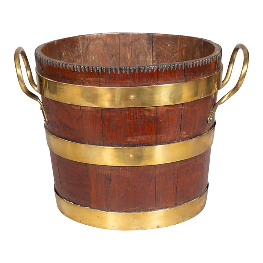 Victorian Oak and Brass Pail | Chairish