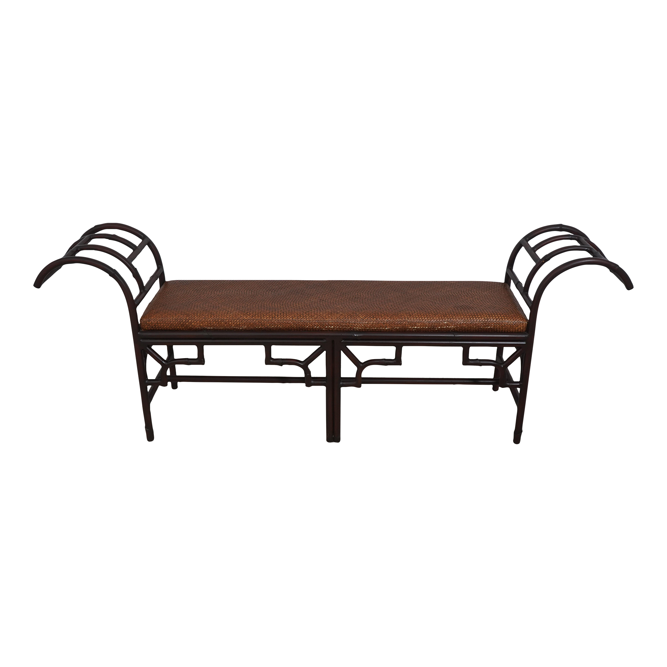 Bamboo Form Steel Window Bench W. Rattan Seat | Chairish