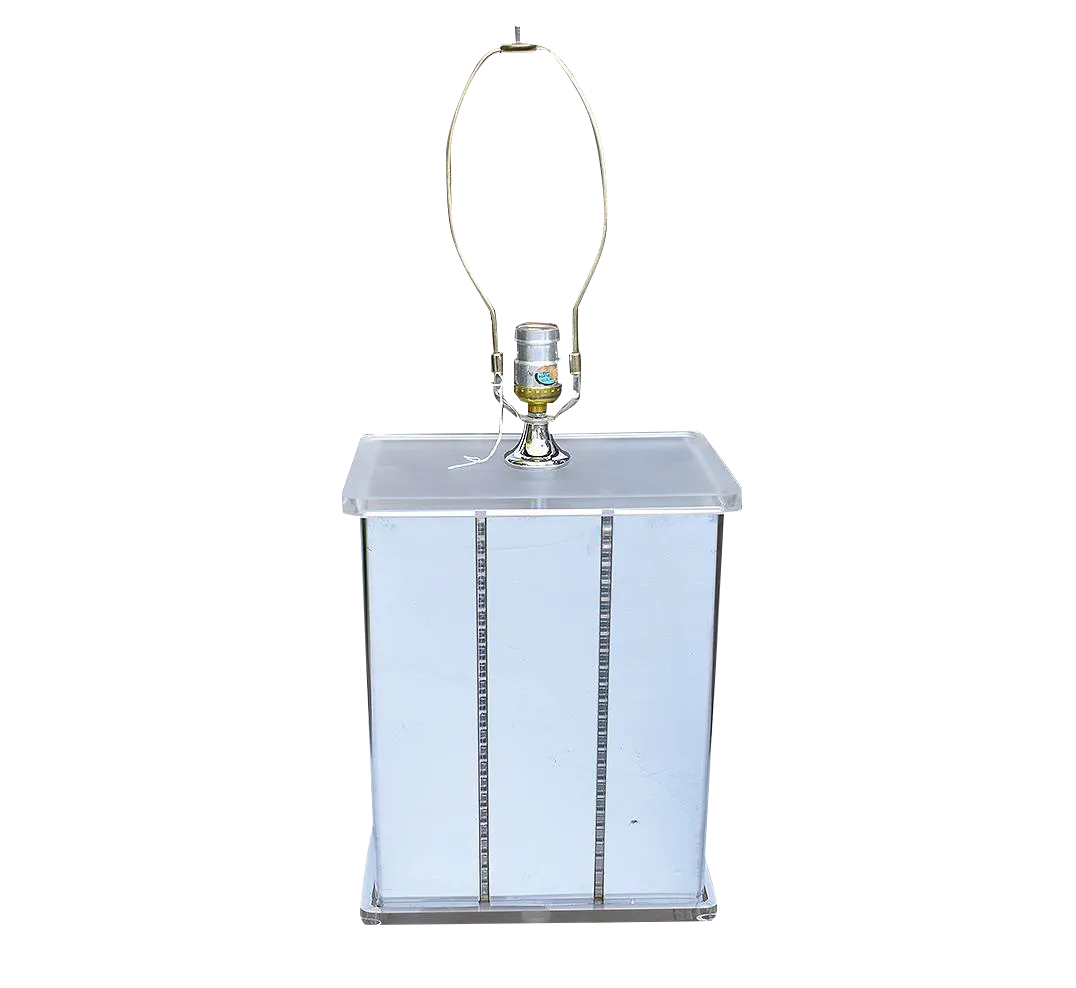 1970's - Acrylic Mirrored Mid-Century Lucite Table Mirror Lamp Base by ...
