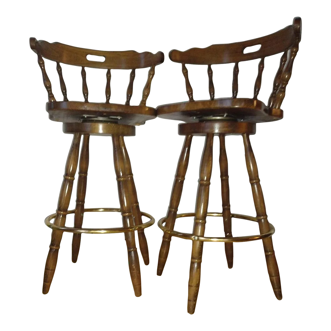 1990s Pair of Vintage KLI Captains Pub Stools | Chairish