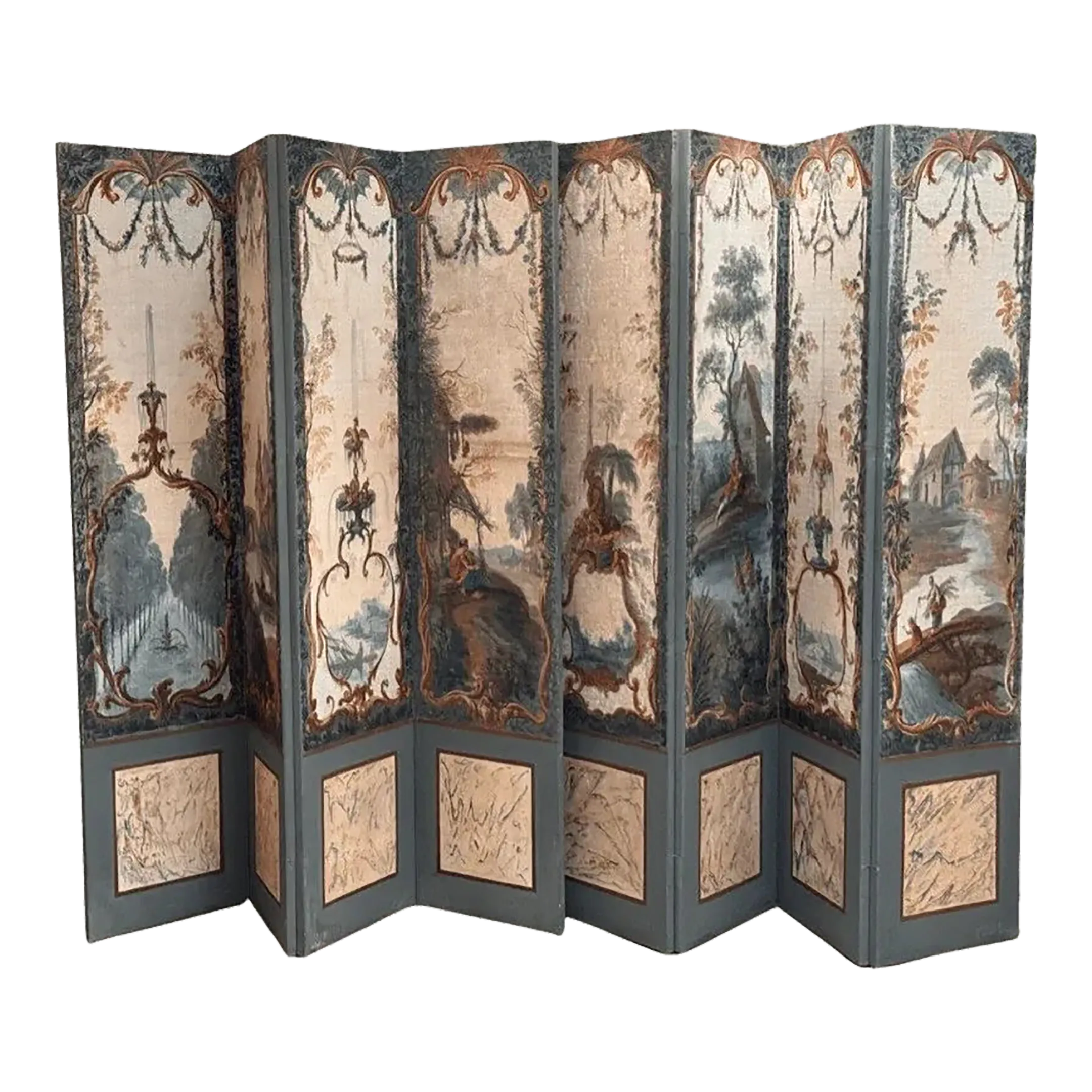 Pair of 18th Century French Four-Panel Floor Screens | Chairish
