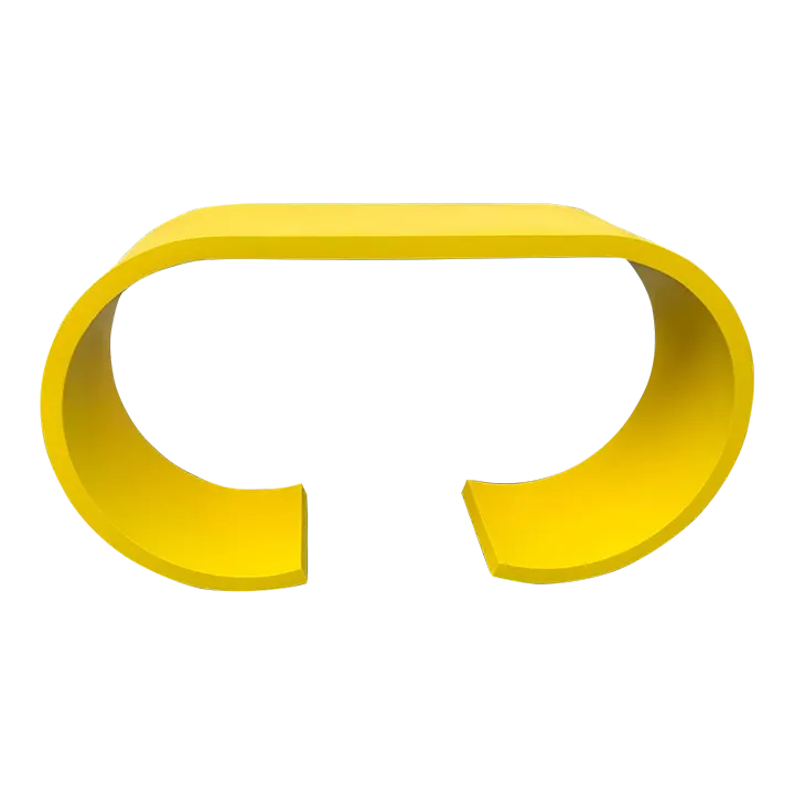 Mid Century Modern Waterfall Style Console Canary Yellow | Chairish