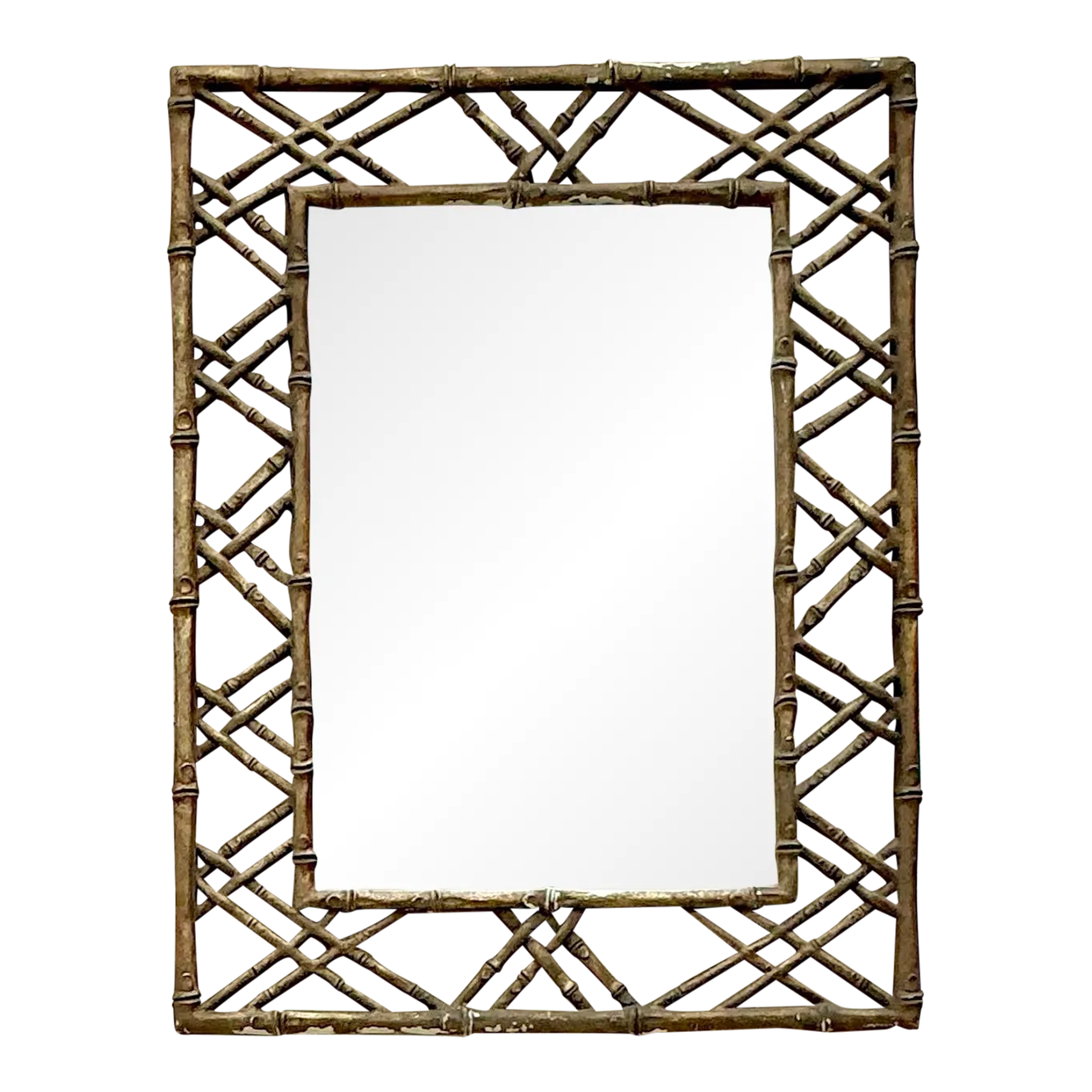 Vintage Coastal Bamboo Trellis Mirror | Chairish