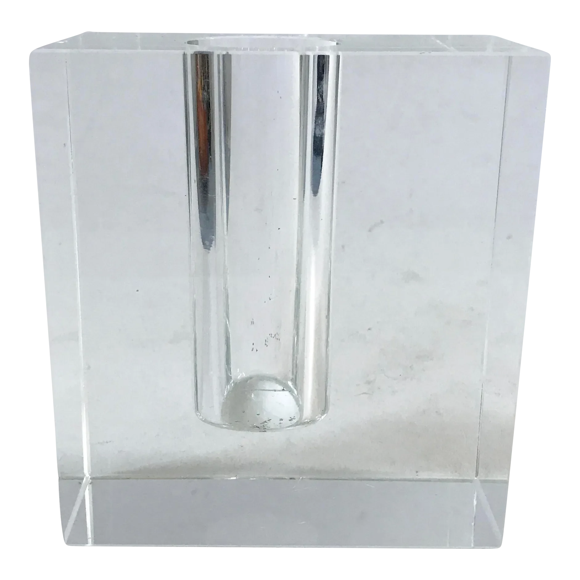 2000s Tizo Design Clear Rectangular Crystal Glass Bud Vase | Chairish