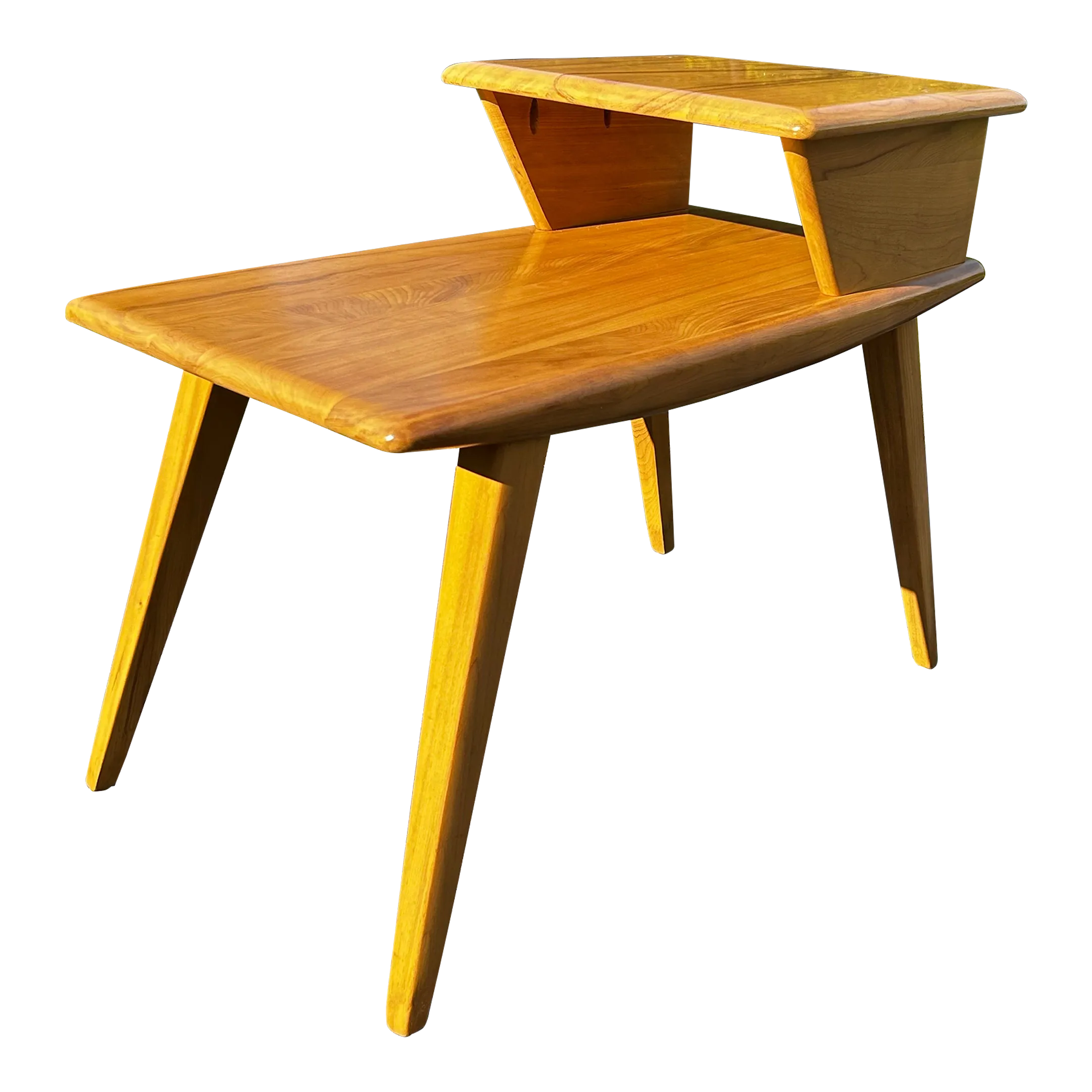 1960s Heywood Wakefield Birch Step Up Tiered Nightstand Wheat | Chairish