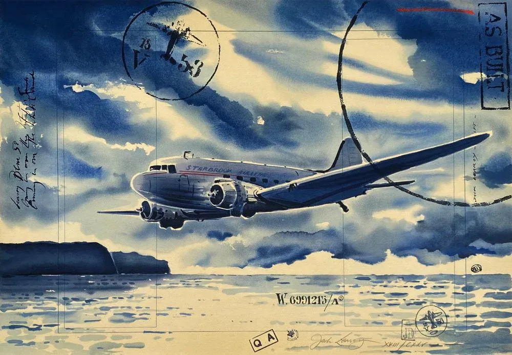1995 Jack Learoy Starbrook Airlines Lithograph | Chairish